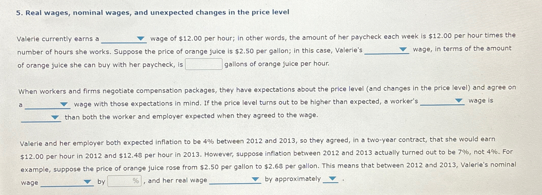 Solved Real wages, nominal wages, and unexpected changes in | Chegg.com