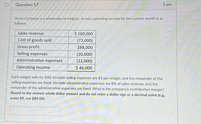 Solved Acme Company is a wholesaler of widgets. Acme's | Chegg.com