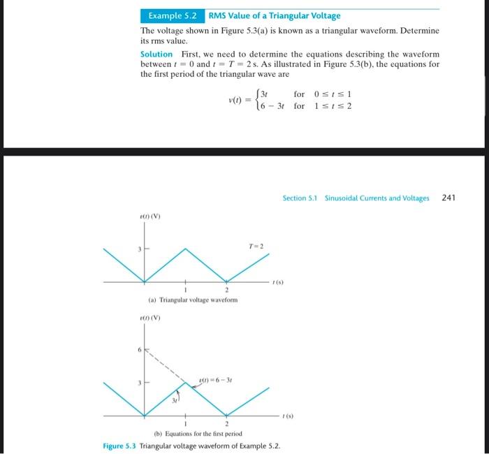 Solved Examples 52 RMS Value of a Triangutar Voltage The | Chegg.com