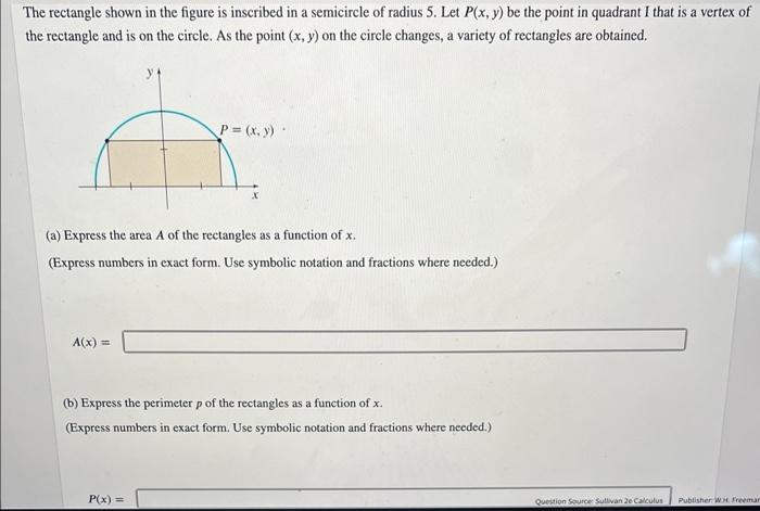 Solved The rectangle shown in the figure is inscribed in a | Chegg.com