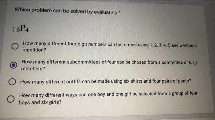 Solved Which problem can be solved by evaluating* 6P4 How | Chegg.com