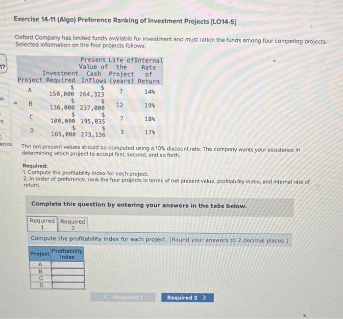 Solved Exercise 14-11 (Algo) Preference Ranking of | Chegg.com