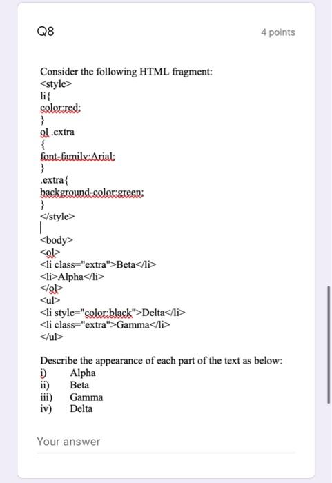 Solved 14 points Q10. Create a web page with the following | Chegg.com
