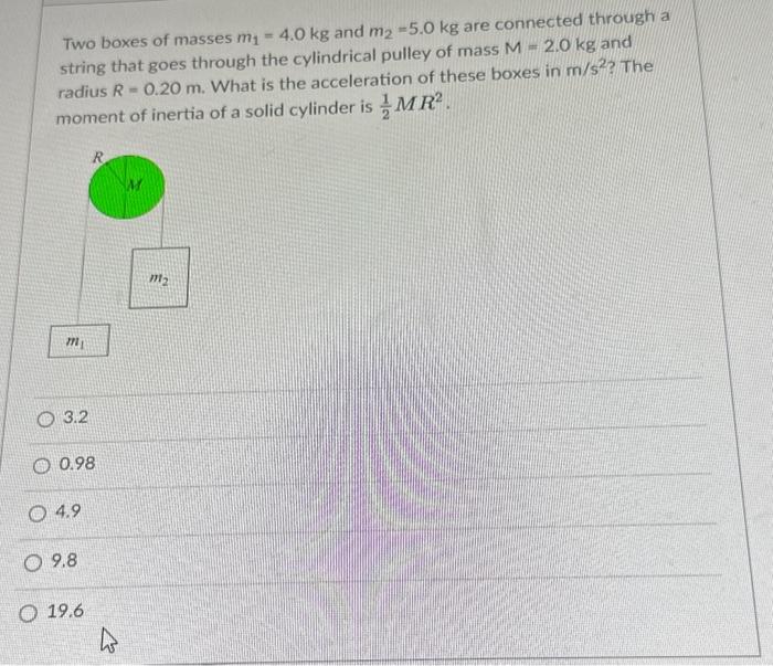 Solved Two boxes of masses m1=4.0 kg and m2=5.0 kg are | Chegg.com