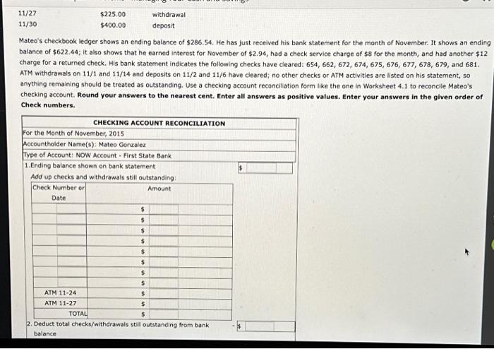 Solved Use Worksheet 4.1. Mateo Gonzalez has an | Chegg.com