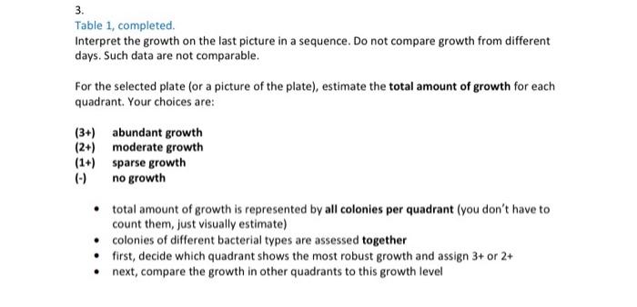 Solved 3 4 3. Table 1, completed. Interpret the growth on | Chegg.com