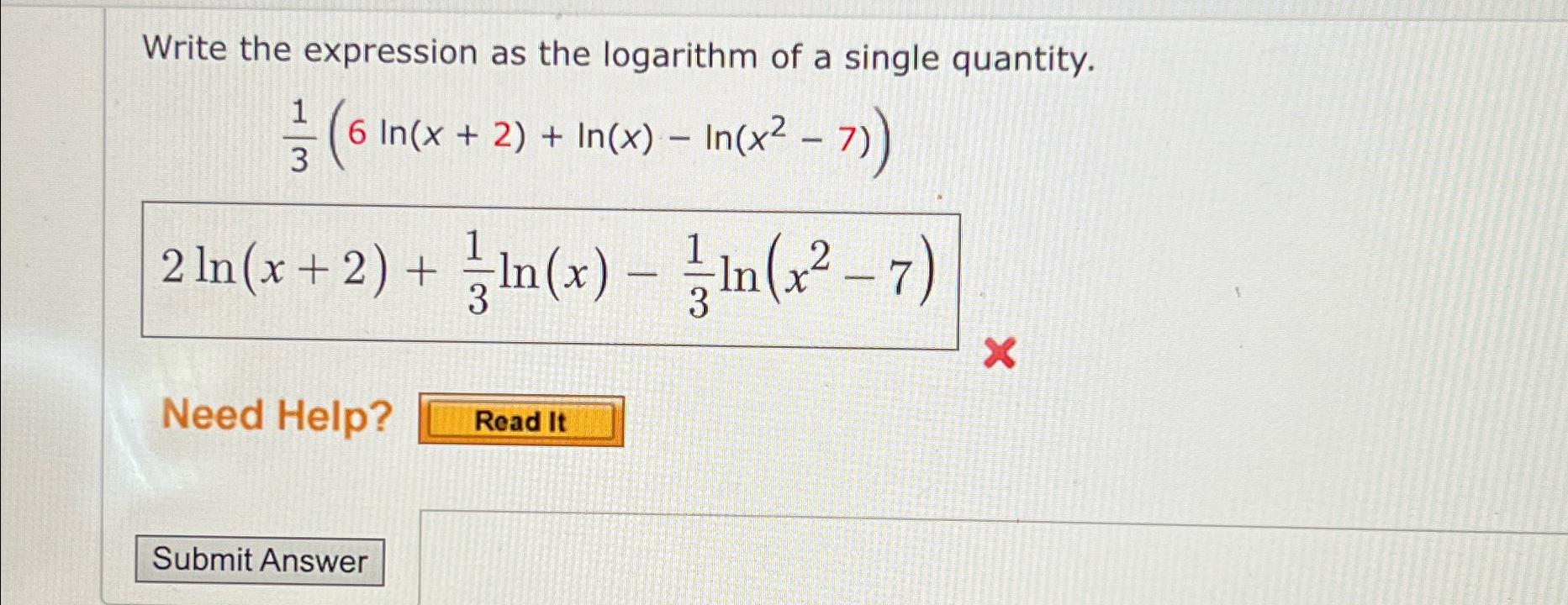 Solved Write the expression as the logarithm of a single | Chegg.com