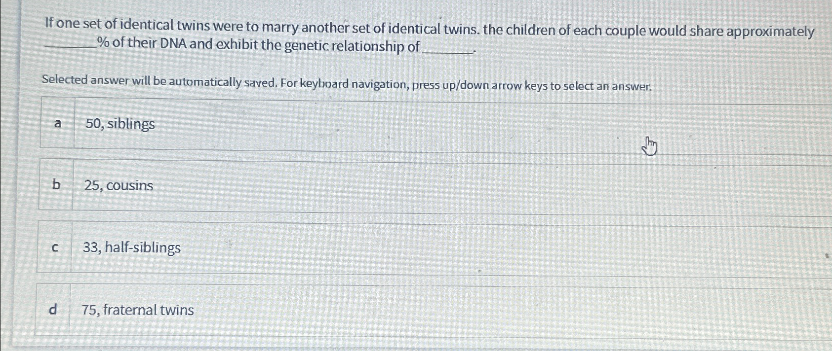 Solved If one set of identical twins were to marry another | Chegg.com
