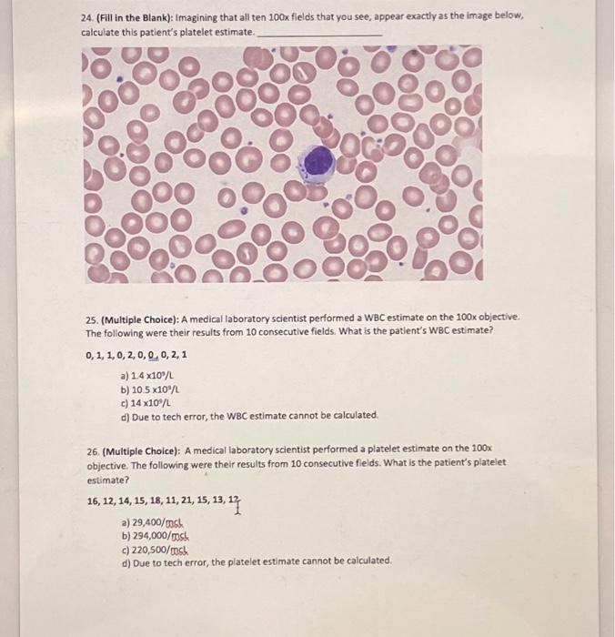 Solved 19. (Fill in the blank): Identify the RBC change | Chegg.com