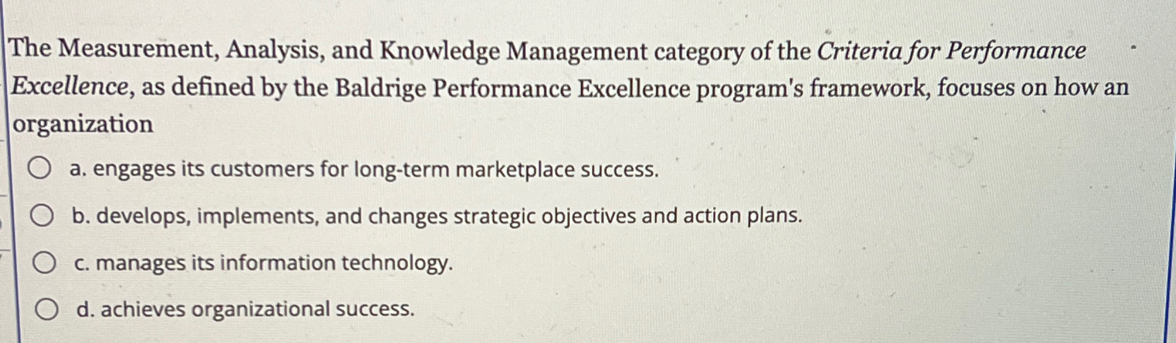Solved The Measurement, Analysis, and Knowledge Management | Chegg.com