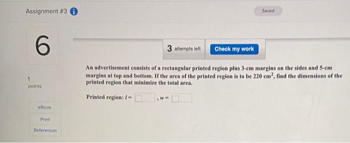 Solved Assignment #3 Saved 6 3 attempts tot Check my work An | Chegg.com