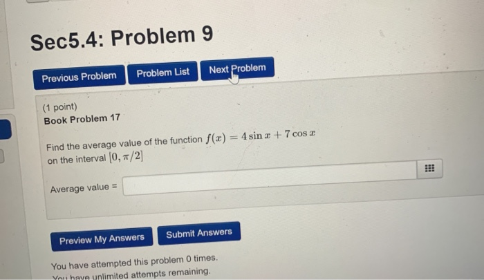 Solved Sec5.4: Problem 9 Problem List Previous Problem Next | Chegg.com