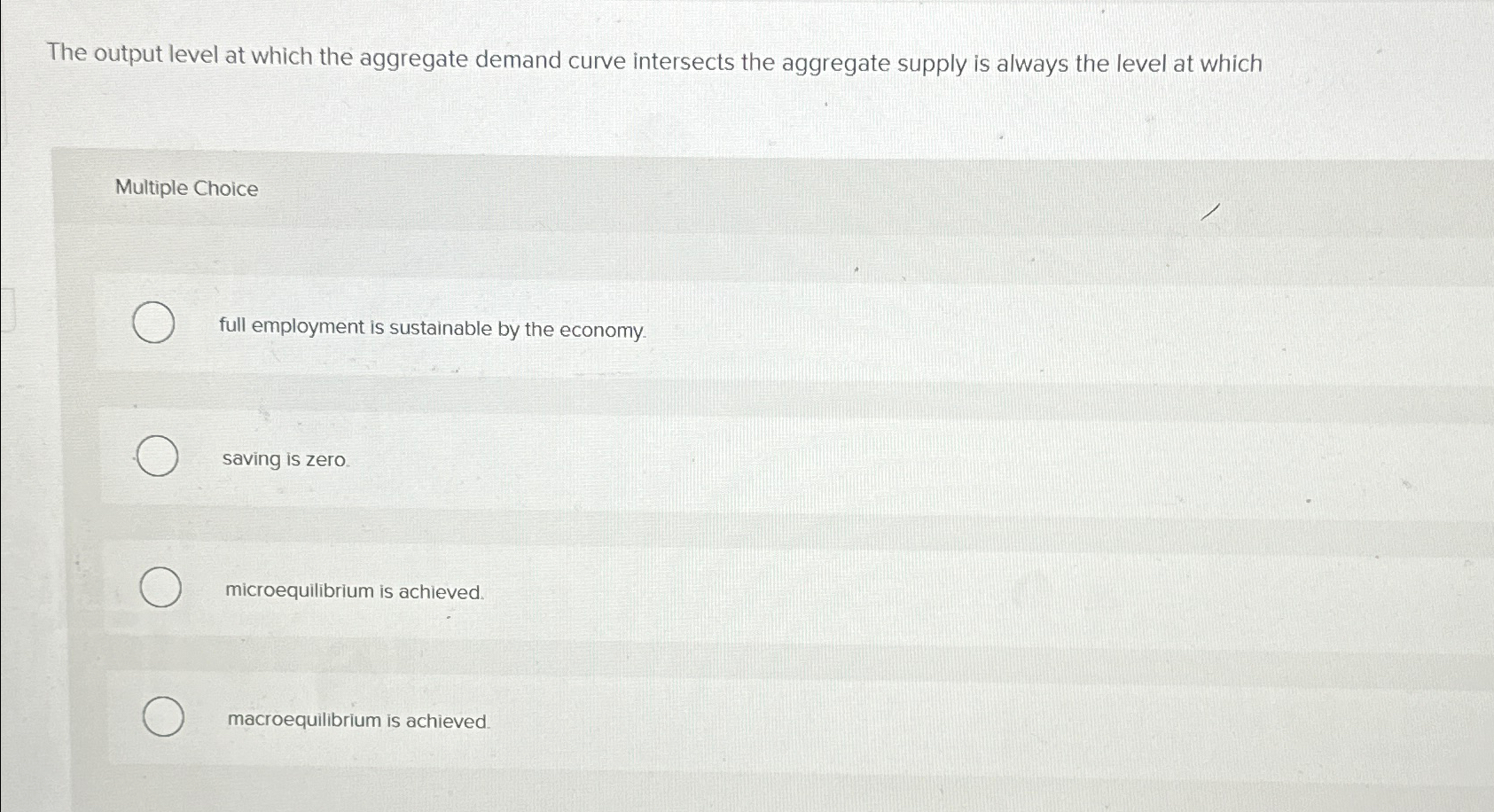 Solved The output level at which the aggregate demand curve | Chegg.com