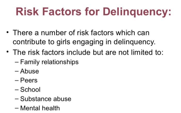 Solved Name and discuss the early risk factors that put | Chegg.com