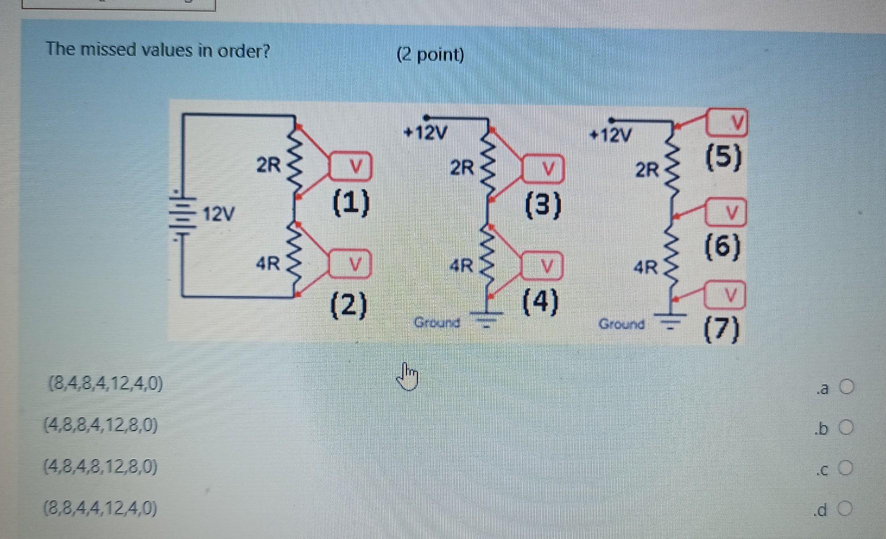 Solved The missed values in order? ( 2 point) +12 V 2R 4R | Chegg.com
