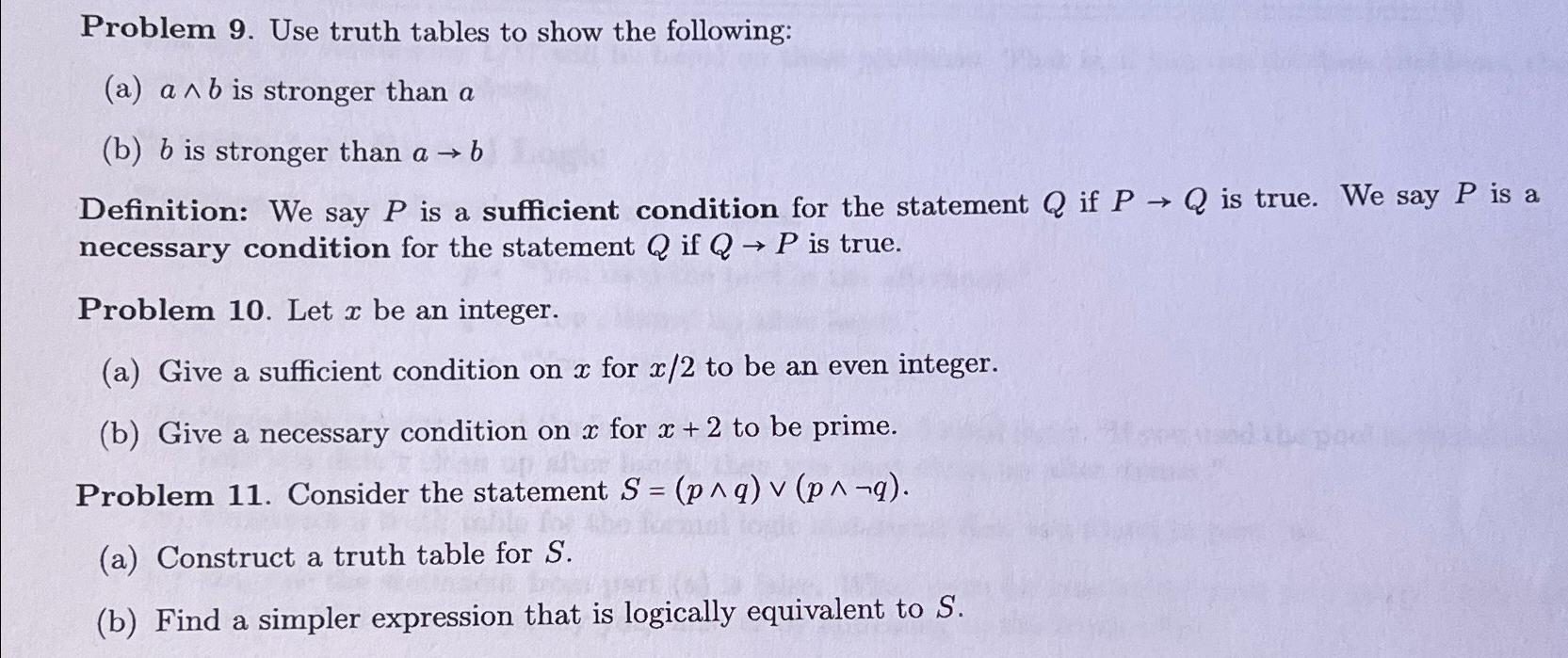 Solved Problem 9. ﻿Use truth tables to show the | Chegg.com