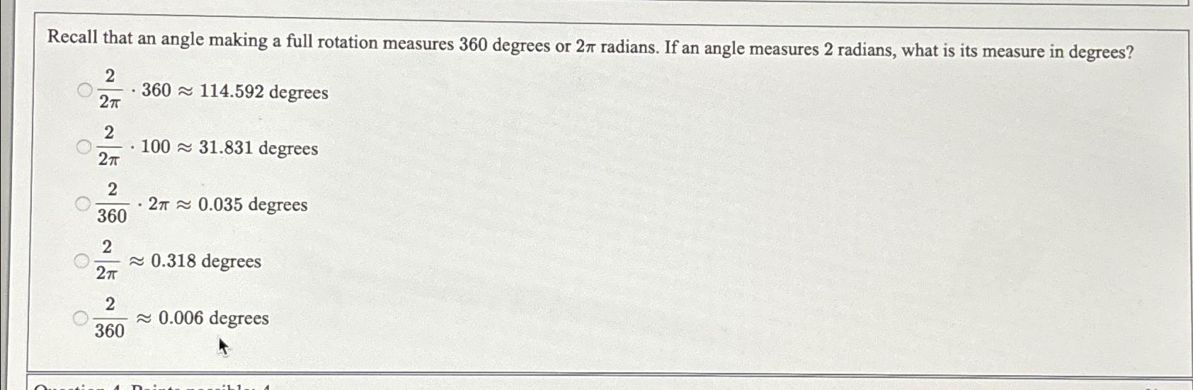 Solved Recall That An Angle Making A Full Rotation Measures