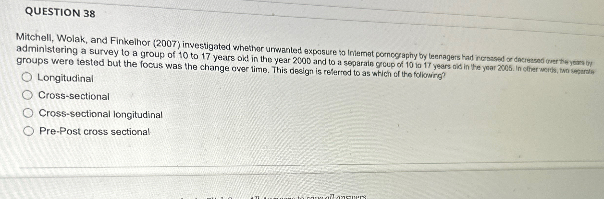 Solved QUESTION 38Mitchell, Wolak, and Finkelhor (2007) | Chegg.com