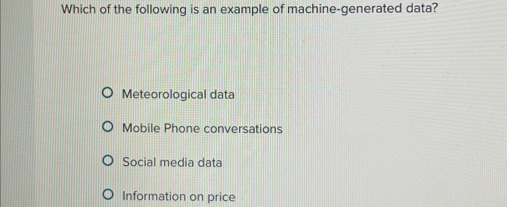 Solved Which of the following is an example of | Chegg.com