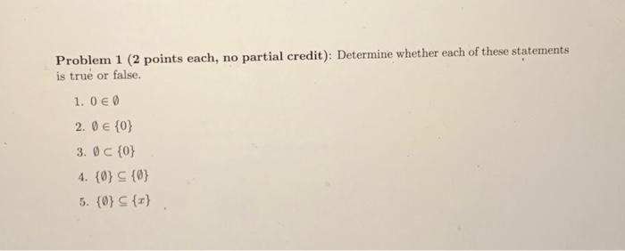 Solved Problem 1 (2 points each, no partial credit): | Chegg.com