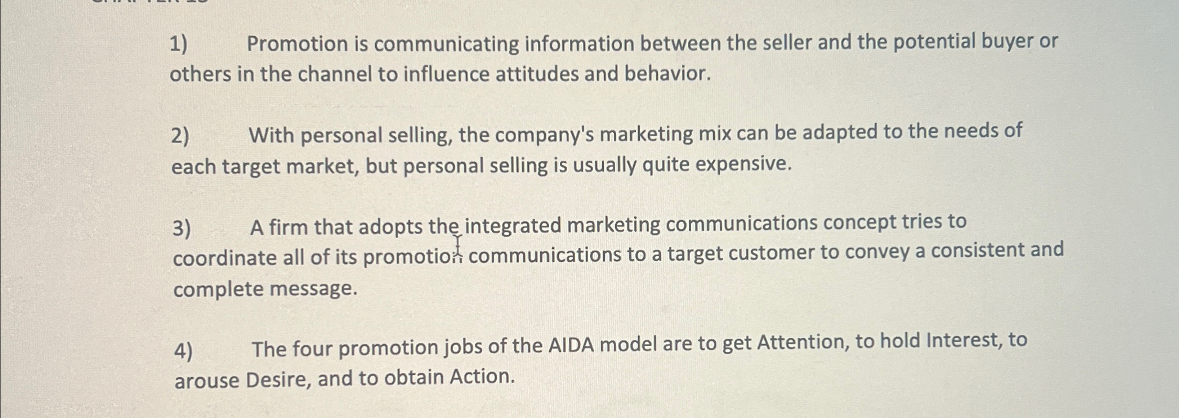 Solved Promotion is communicating information between the | Chegg.com