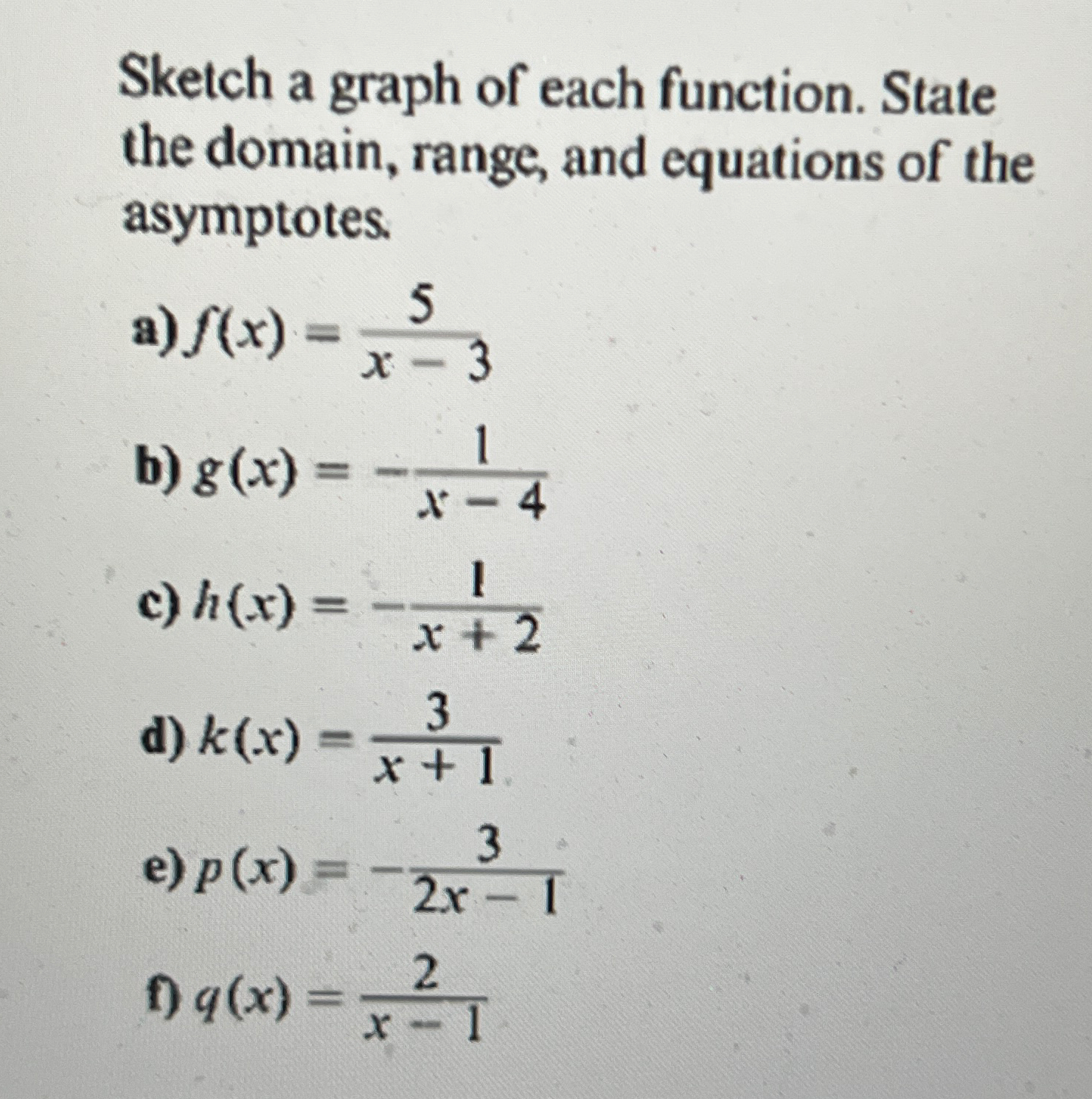 Solved Sketch a graph of each function. State the domain, | Chegg.com