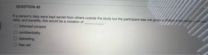 Solved If a person's data were kept secret from others | Chegg.com