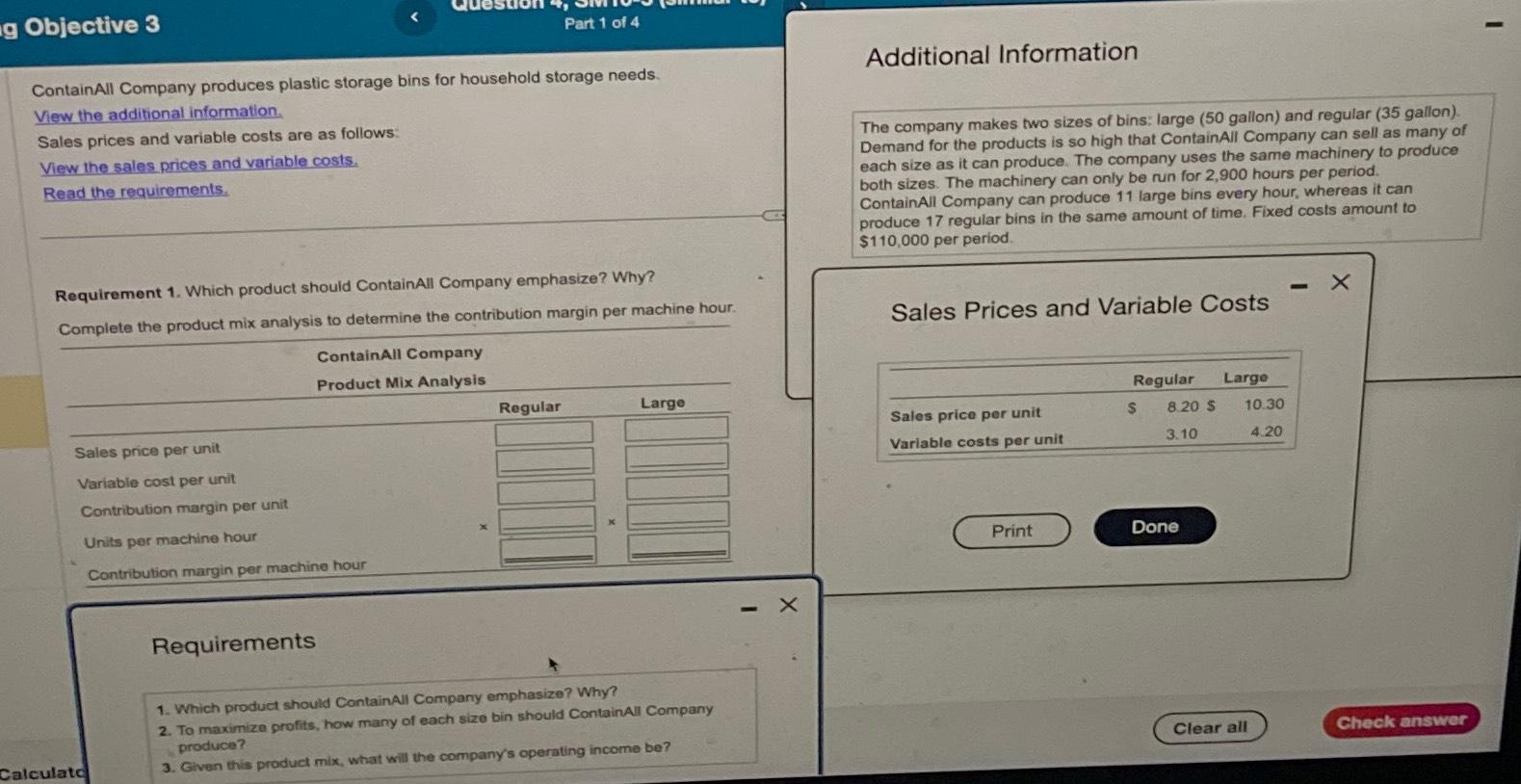 Objective 3Part 1 ﻿of 4ContainAll Company produces | Chegg.com