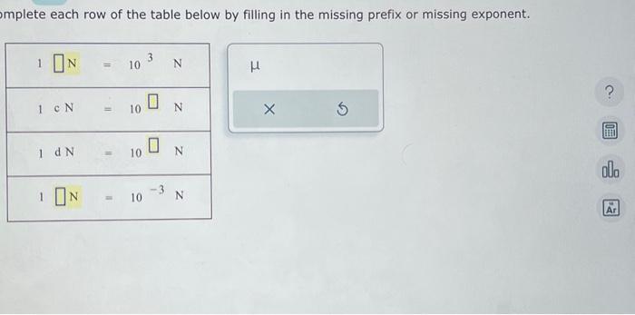 Solved mplete each row of the table below by filling in the | Chegg.com