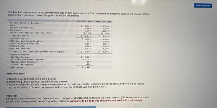 Solved Soft Touch Company was started several years ago by | Chegg.com