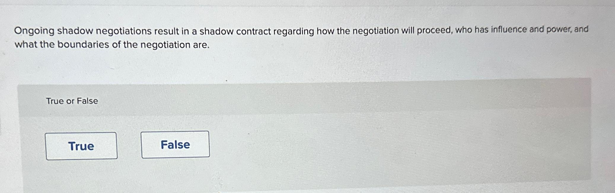 Solved Ongoing shadow negotiations result in a shadow | Chegg.com