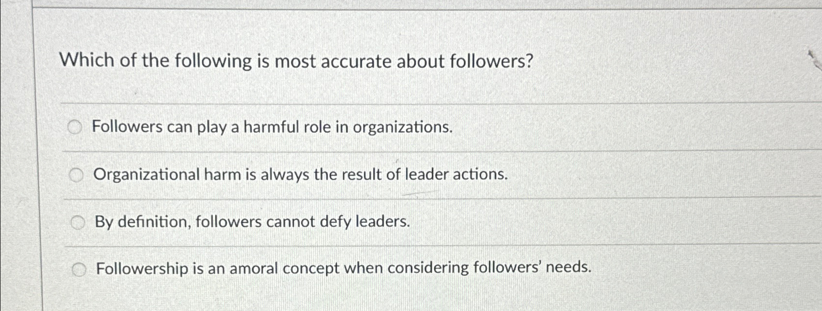 Solved Which of the following is most accurate about | Chegg.com