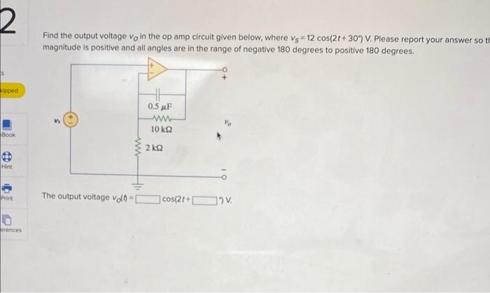 Solved Find the output voltage vo in the op amp circuit | Chegg.com
