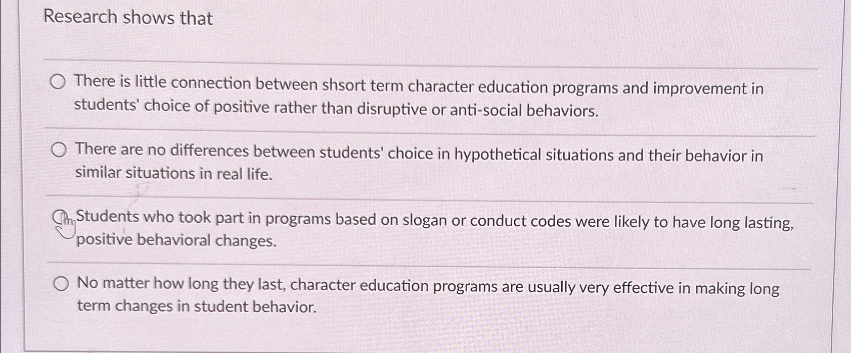 Solved Research shows thatThere is little connection between | Chegg.com