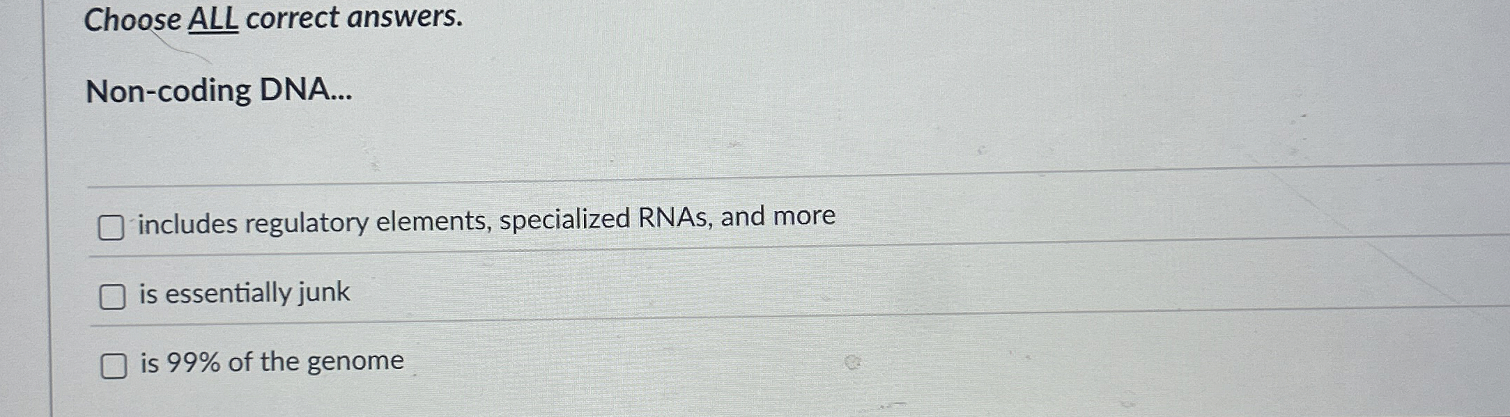 Solved looChoose ALL correct answers.Non-coding | Chegg.com