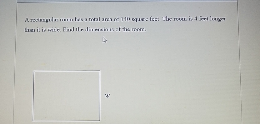 Solved A rectangular room has a total area of 140 ﻿square | Chegg.com