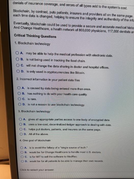 Solved denials of insurance coverage, and errors of all | Chegg.com