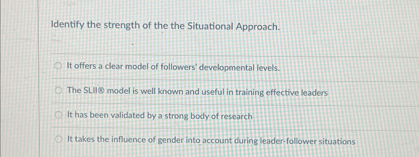 Solved Identify the strength of the the Situational | Chegg.com