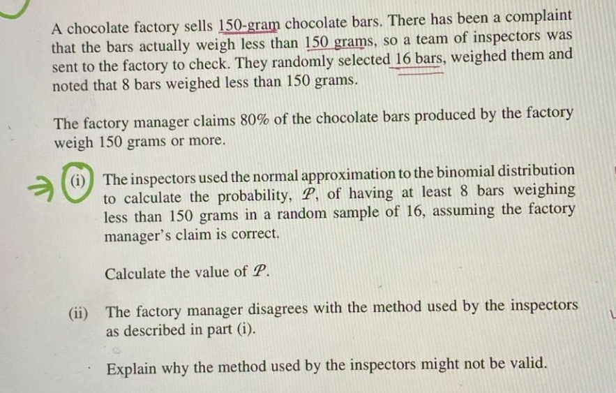A chocolate factory sells 150 -gram chocolate bars. | Chegg.com