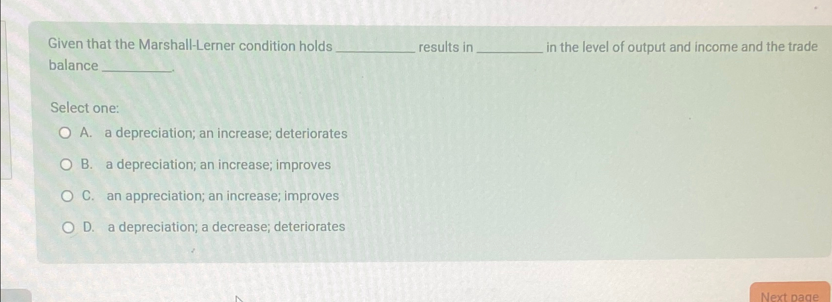 Solved Given that the Marshall-Lerner condition holds | Chegg.com