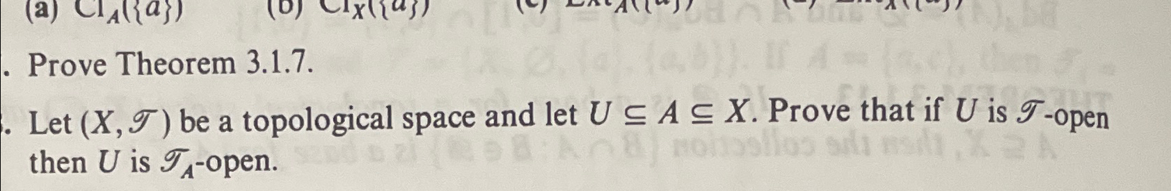 Solved Let (x,T) ﻿be a topological space and let | Chegg.com