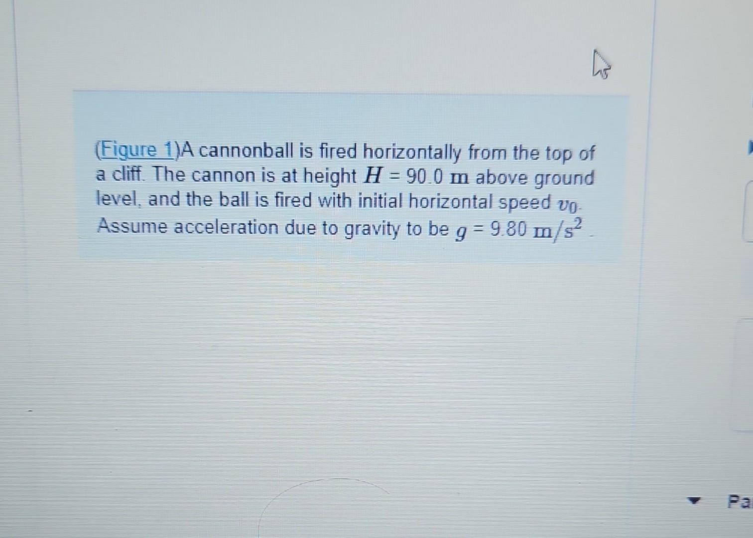 Solved What is the y position of the cannonball when it is | Chegg.com
