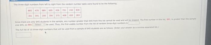 The three-digit numbers froen left to right trom the | Chegg.com