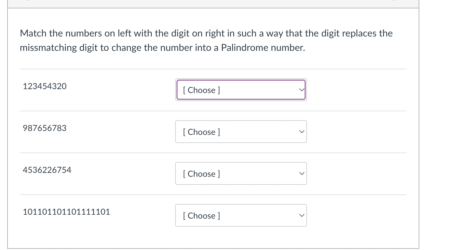 Solved Match the numbers on left with the digit on right in | Chegg.com