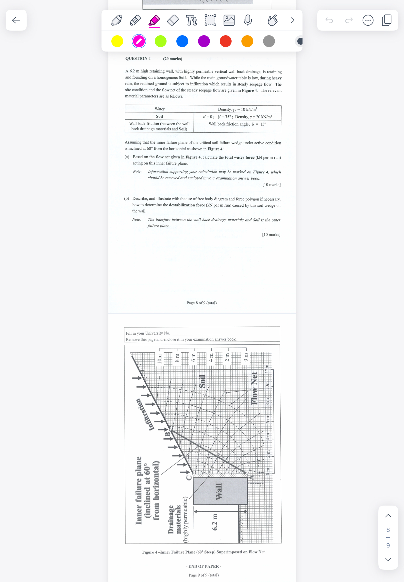 Solved QUESTION 4(20 ﻿marks)A 6.2 ﻿m high retaining wall, | Chegg.com