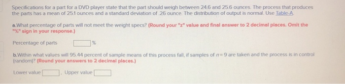 Solved Specifications for a part for a DVD player state that | Chegg.com