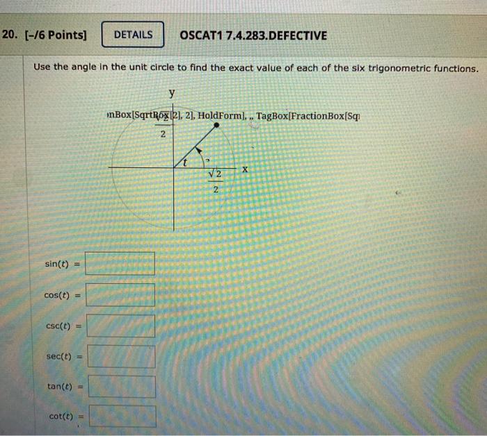 Solved 1. (-/1 Points) DETAILS OSCAT1 7.4.235. MY NO On an | Chegg.com Solved 1. (-/1 Points) DETAILS OSCAT1 7.4.235. MY NO On an | Chegg.com