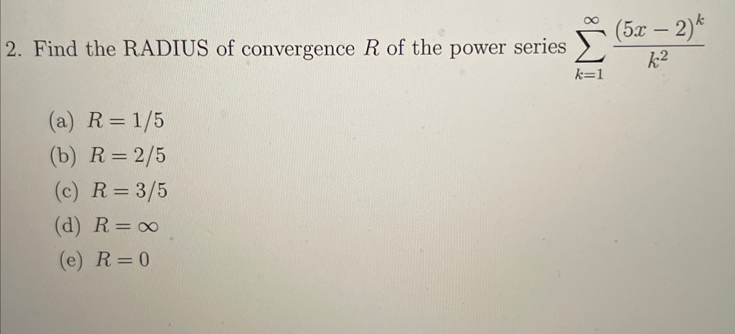 Solved Find the RADIUS of convergence R ﻿of the power series | Chegg.com