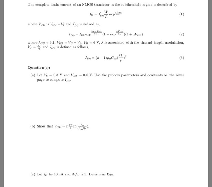 Solved Concepts Covered • Mos Transistors Unit Nmos Pmos V