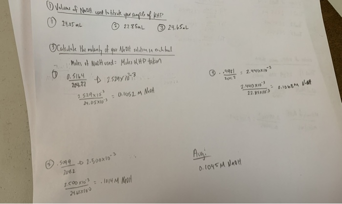 Solved Calculations 1. Calculate the volume of NaOH used to | Chegg.com